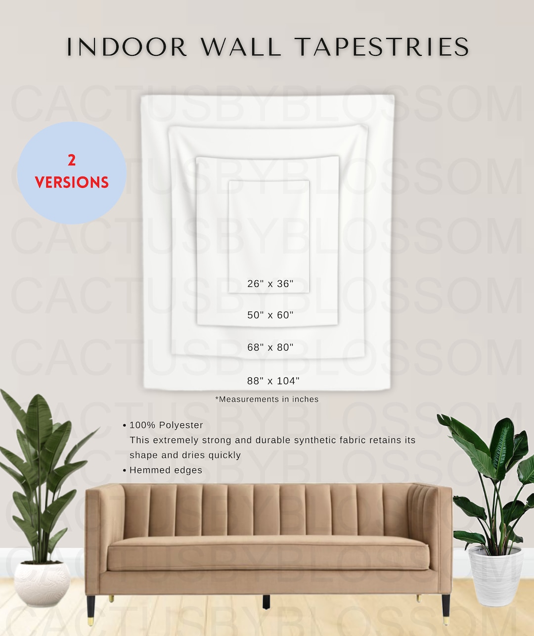 2 Size Chart Indoor Wall Tapestries Vertical Mockup Chart Size Chart ...