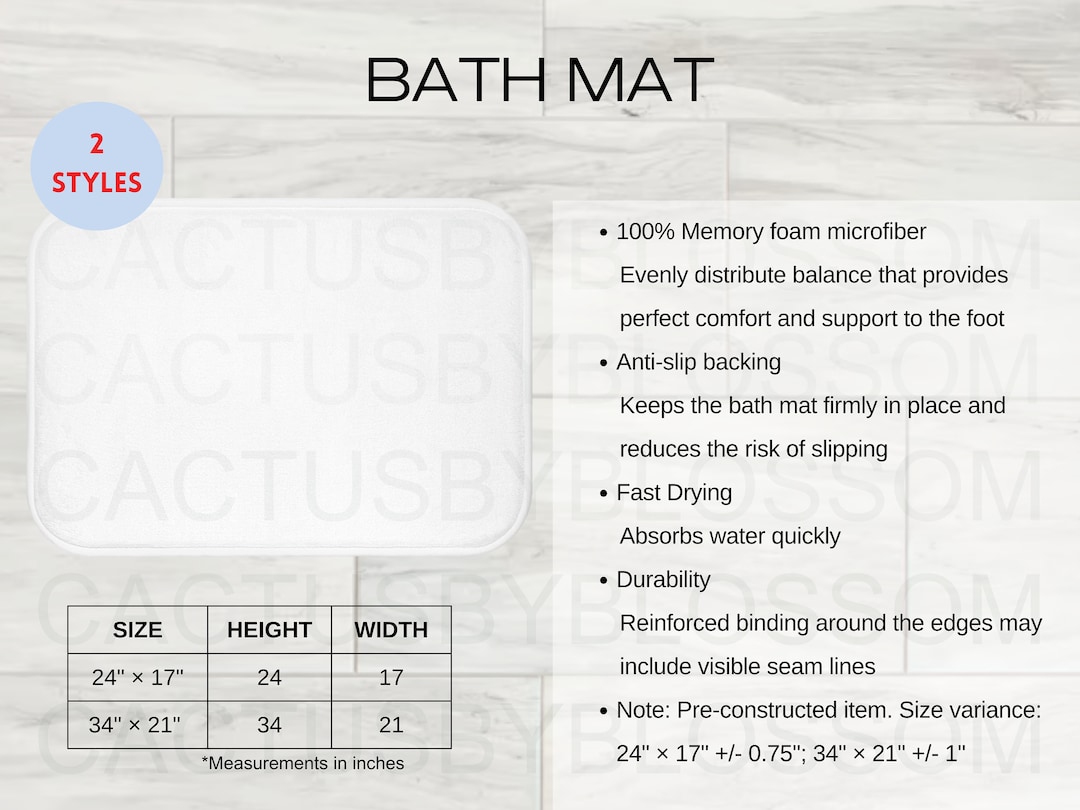 2 Size Chart Bath Mat Mockup Sizing All-over-prints Etsy Mockup ...