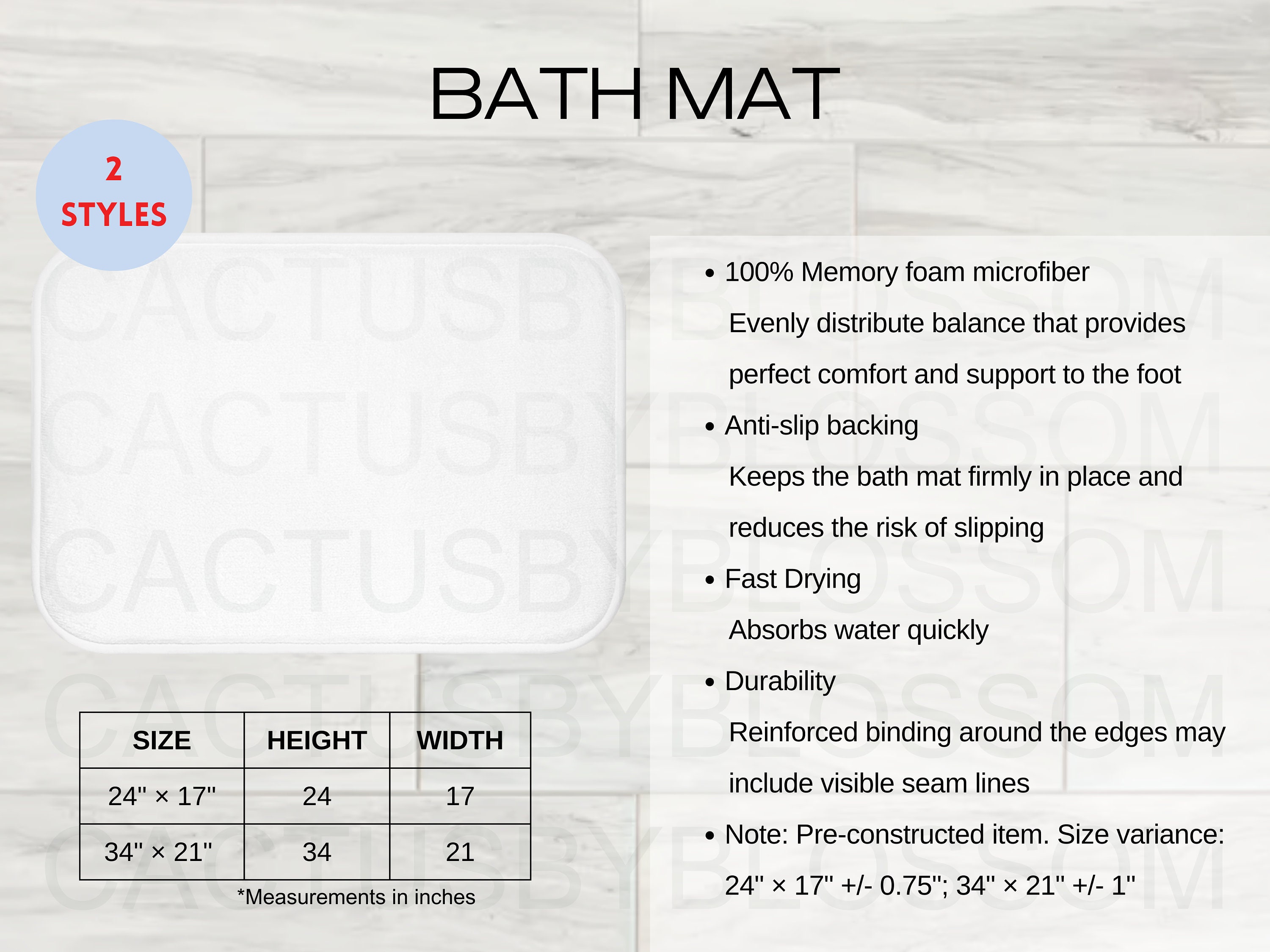 2 Size Chart Bath Mat Mockup Sizing All-over-prints Etsy Mockup ...