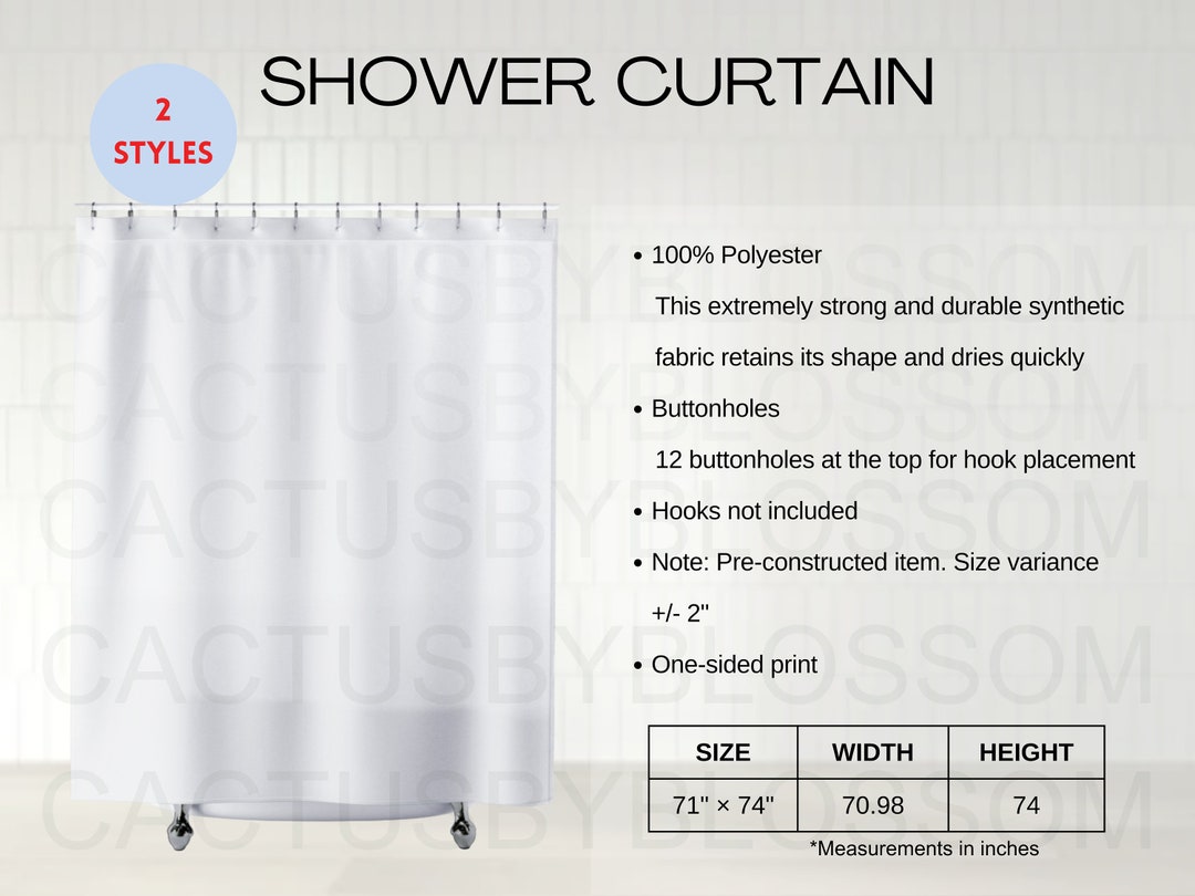 2 Size Chart Shower Curtain Mockup Sizing All-over-prints Etsy Mockup ...
