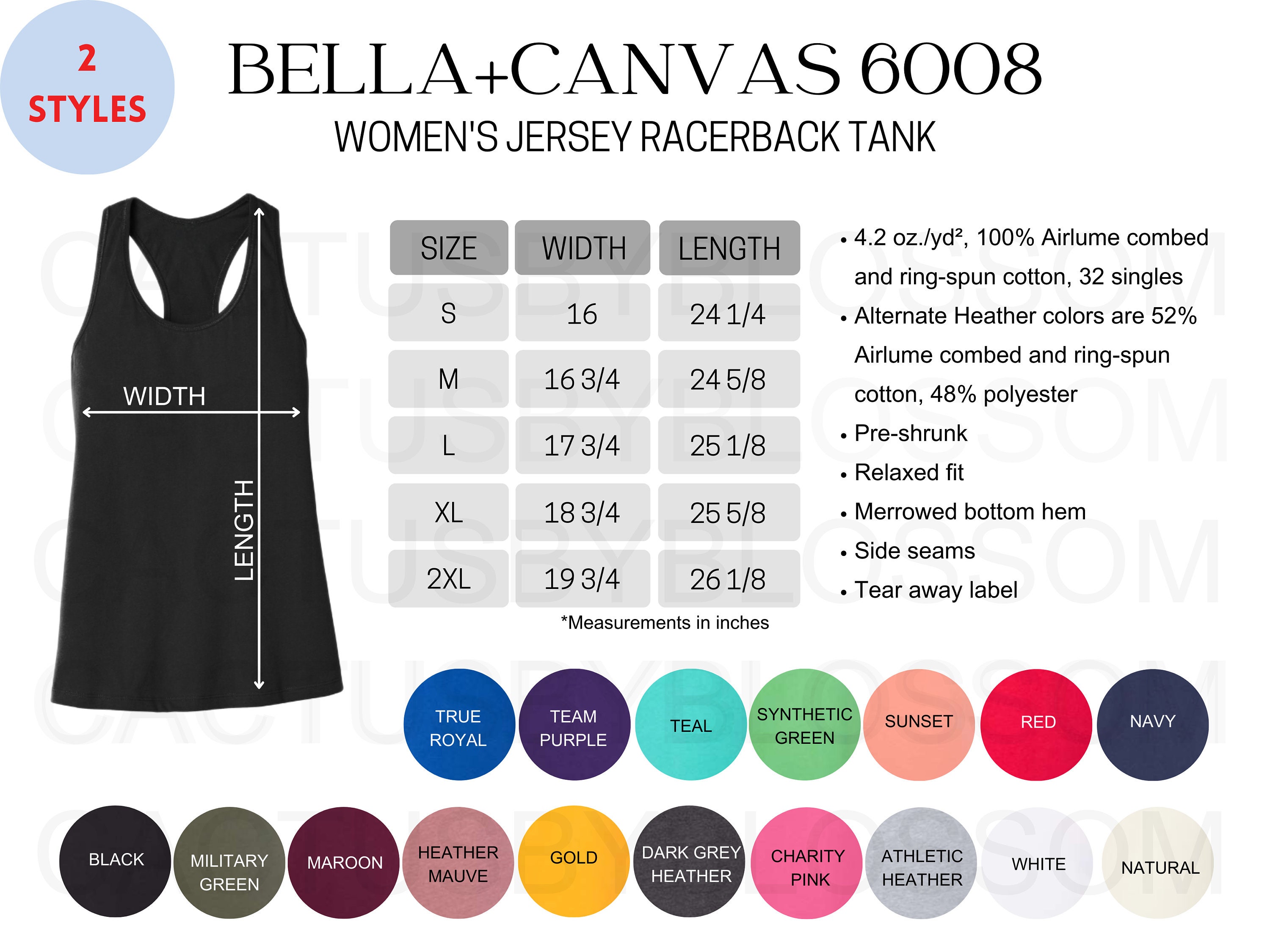 2 Size Chart Color Chart Bella Canvas 6008 Mockup Women Jersey ...