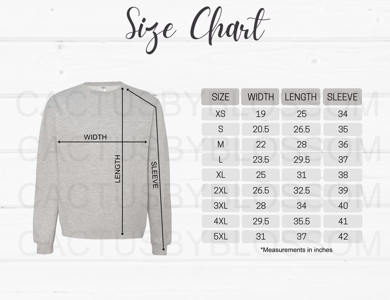2 Size Chart Independent Trading Company SS3000 Mockup Chart Unisex ...
