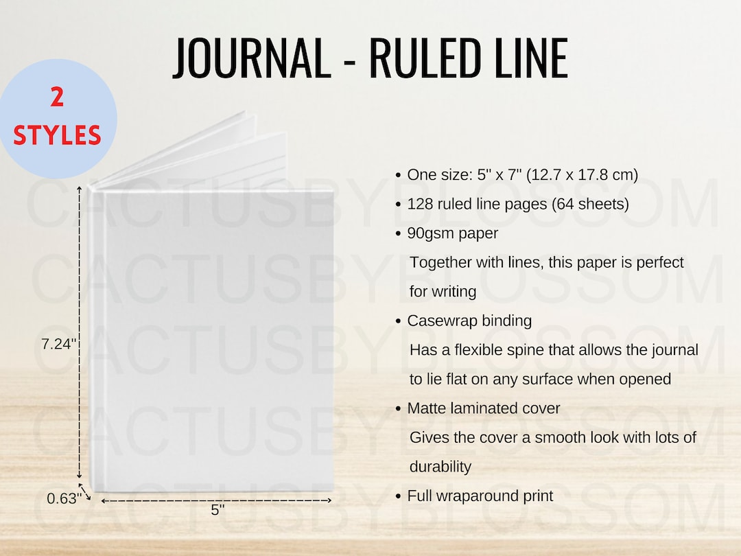 2 Size Chart Journal Ruled Line Mockup Chart AOP All Over Print Size ...
