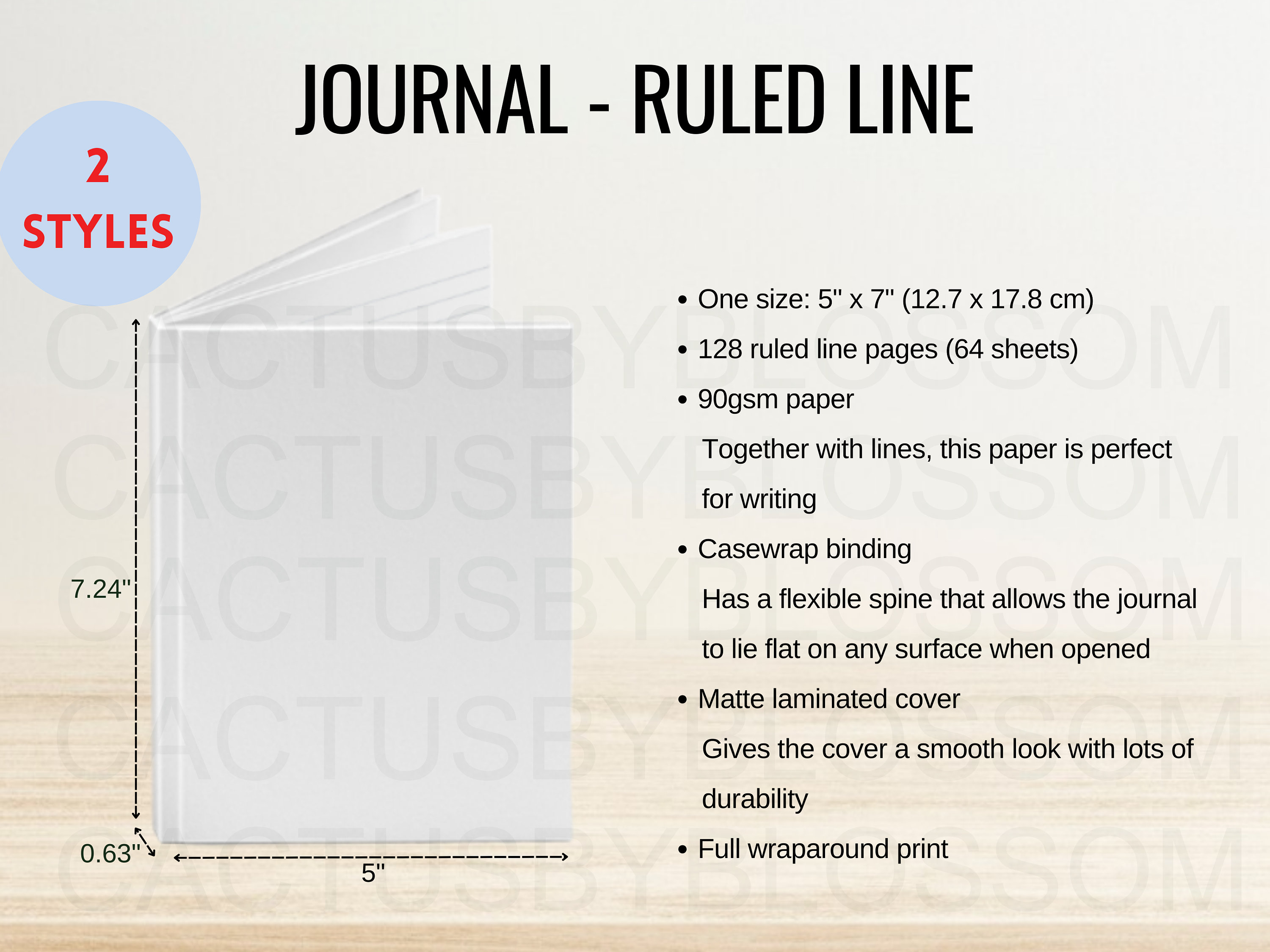 2 Size Chart Journal Ruled Line Mockup Chart AOP All Over Print Size ...