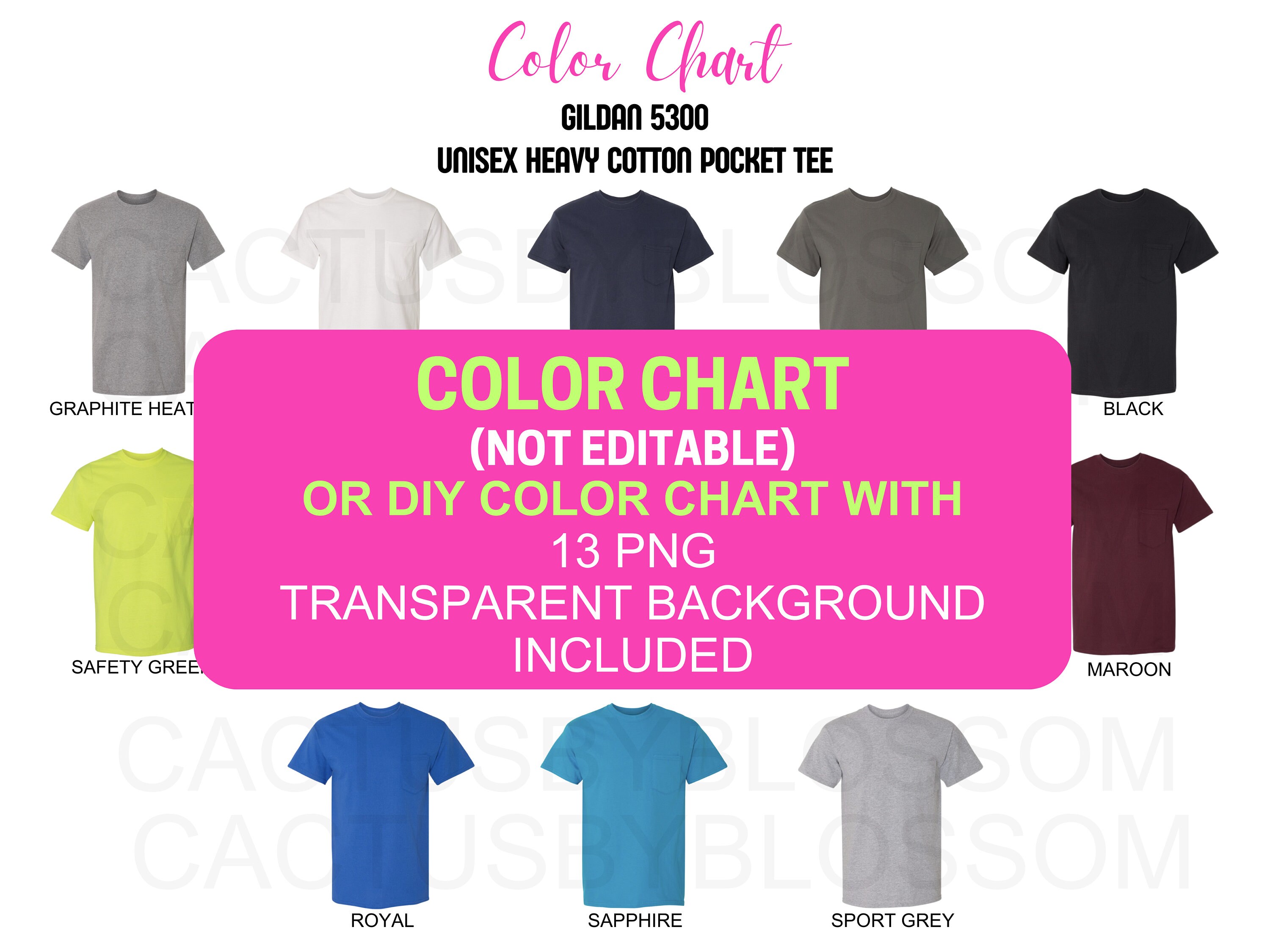 Color Chart DIY Chart Gildan 5300 Mockup Etsy Tool Unisex Heavy Cotton ...