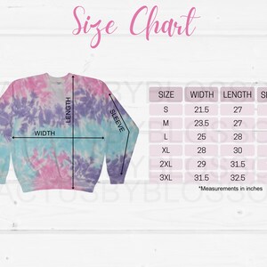 2 Size Chart Colortone 8100 Mockup Listing Etsy Tool Unisex Tie Dye ...