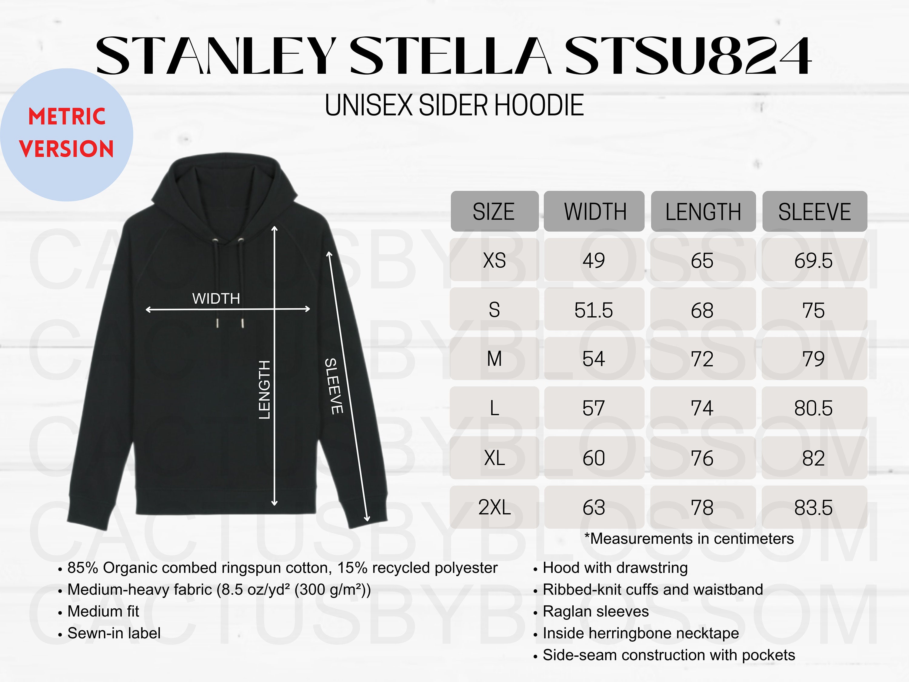 4 Size Chart Stanley Stella STSU824 Unisex Sider Hoodie Size - Etsy