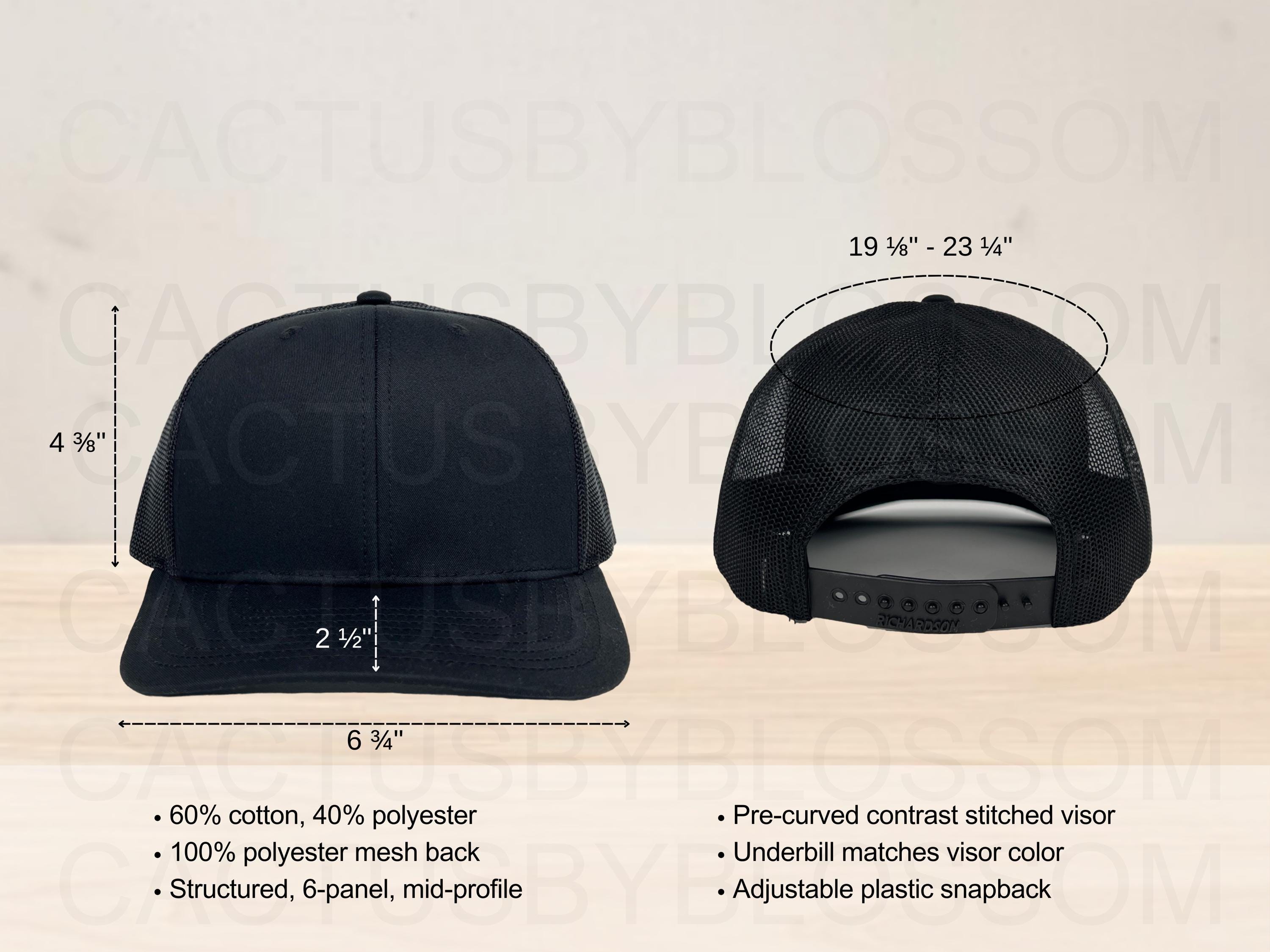 2 Size Chart Snapback Trucker Cap Richardson 112 Mockup Size Chart Etsy ...