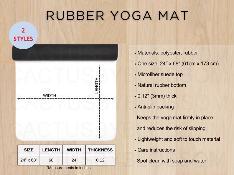 2 Size Chart Rubber Yoga Mat Mockup Chart AOP All Over Print Size Chart Etsy Mockup Etsy New ...