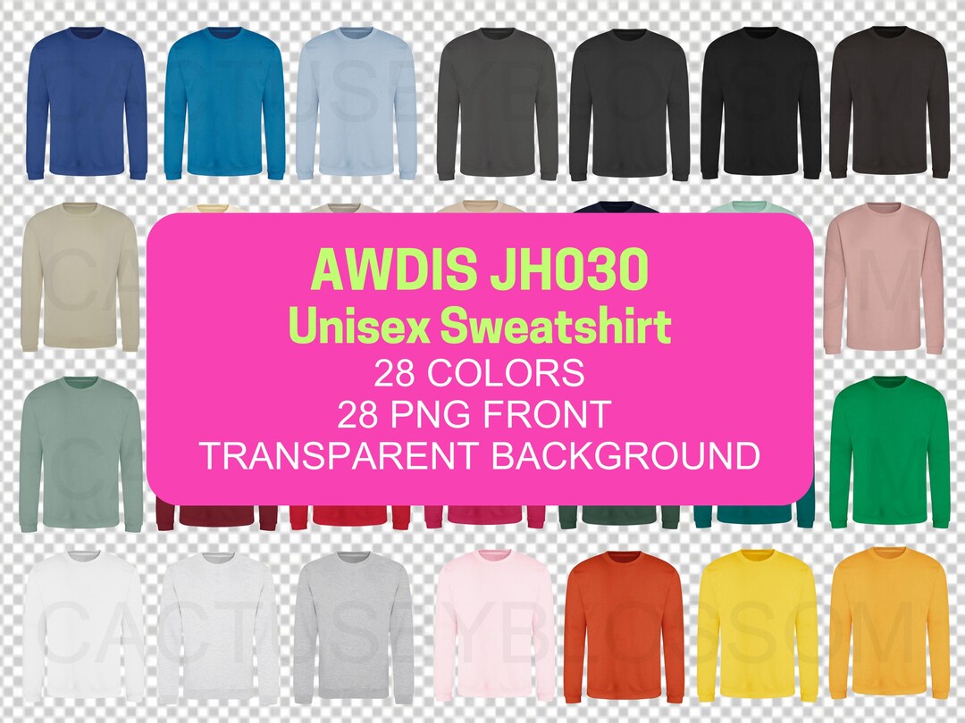 Color Chart DIY Chart Just Hoods by AWDIS JH030 Mockup Unisex College ...
