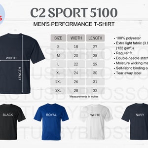 2 Size Chart Color Chart C2 Sport 5100 Mockup Etsy Tools Men ...