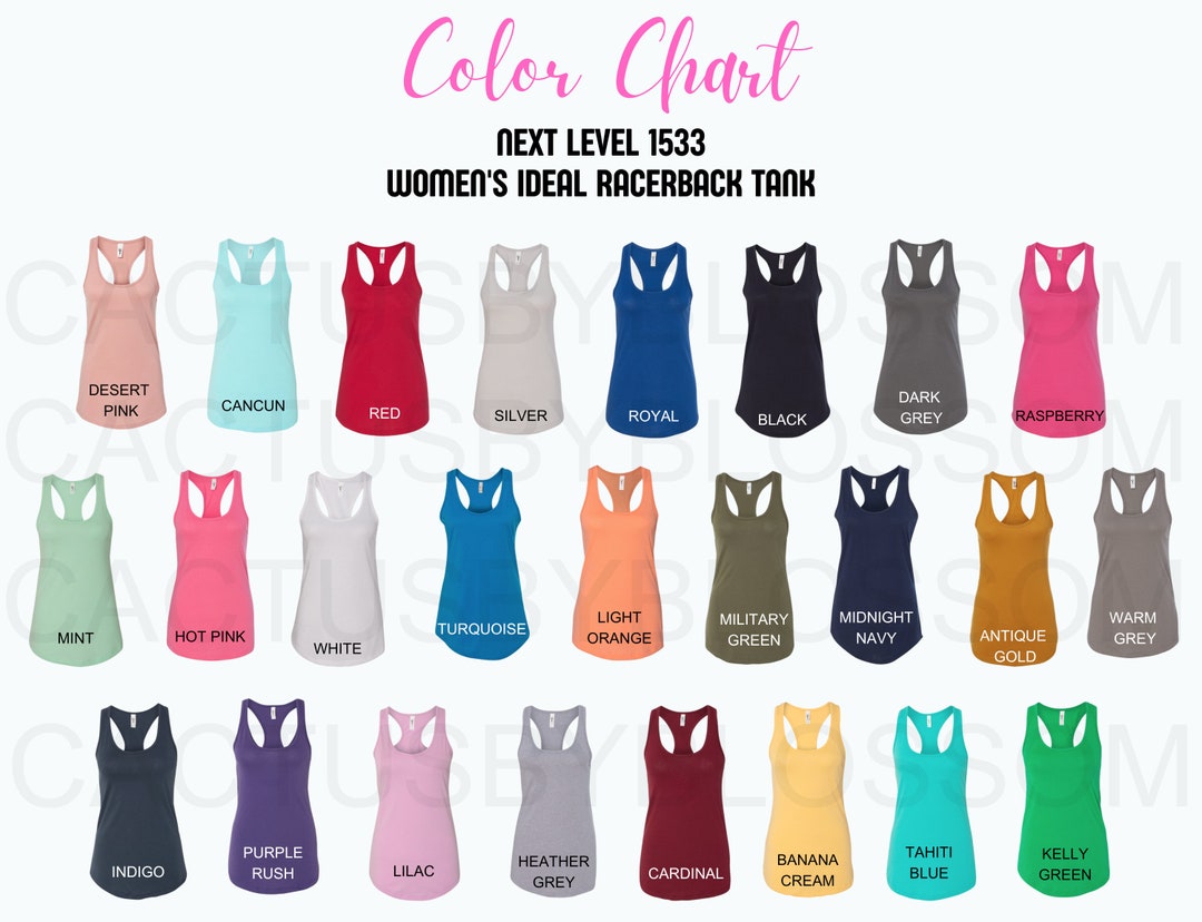 Color Chart Next Level 1533 Mockup Etsy Tool Women Ideal Racerback Tank ...