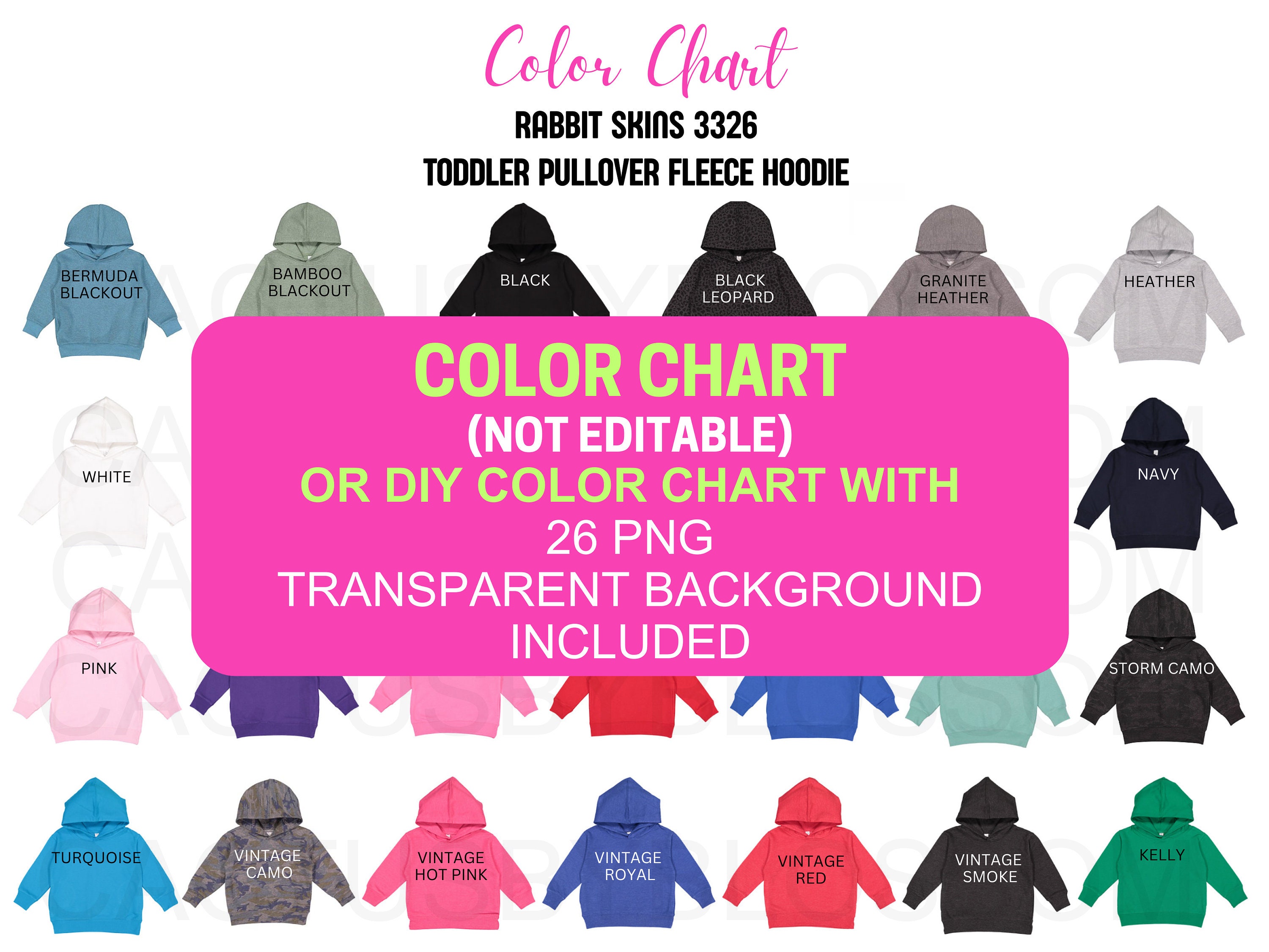 3 Color Chart DIY Chart Rabbit Skins 3326 Mockup Tool Toddler Pullover ...