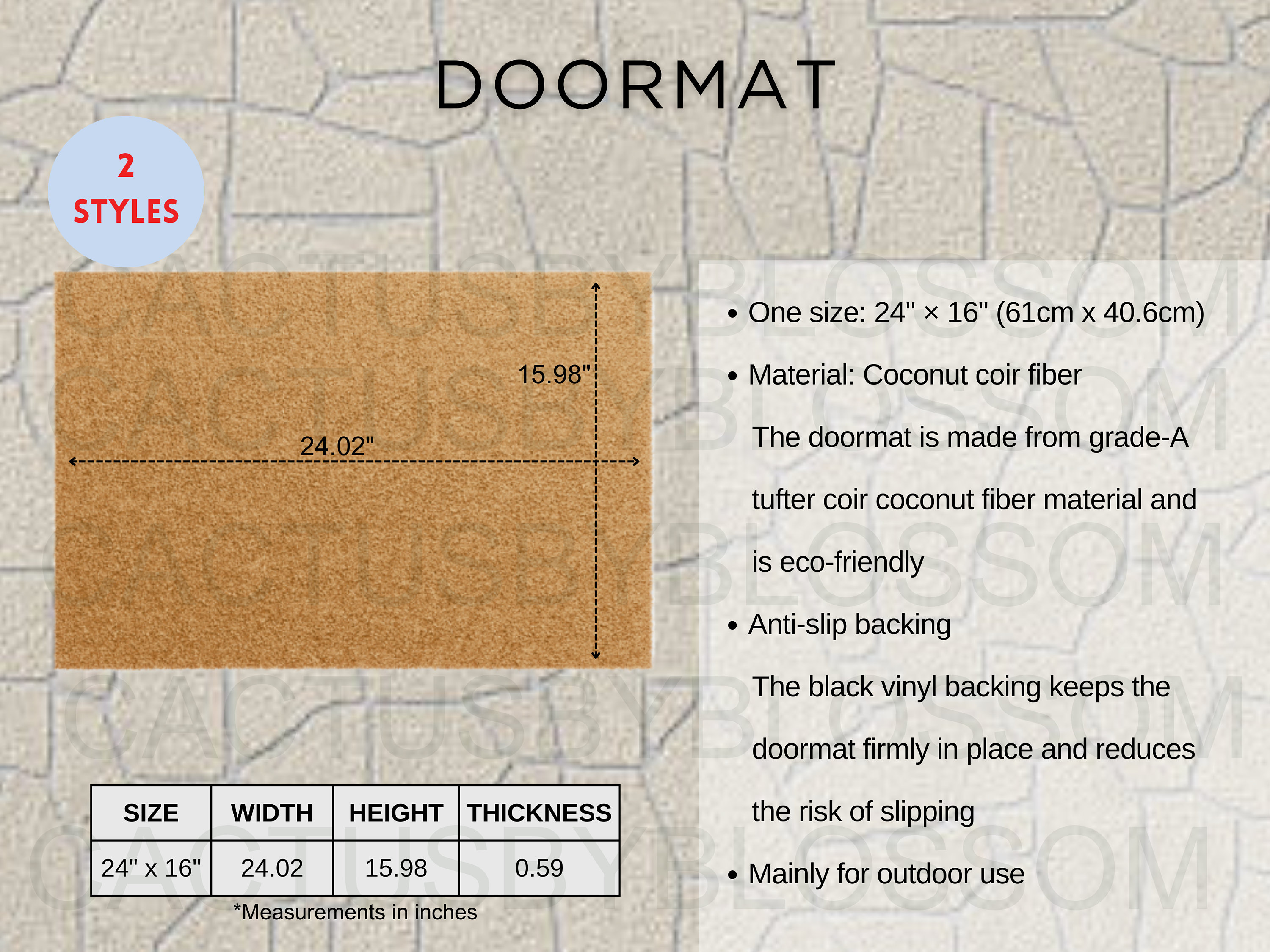 2 Size Chart Door Mat Mockup Sizing All-over-prints Etsy Mockup ...