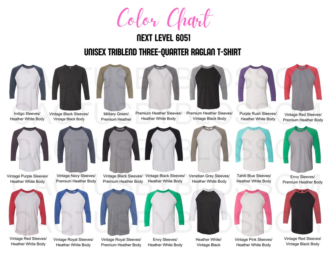Color Chart Next Level 6051 Mockup Etsy Tool Unisex Triblend Three ...