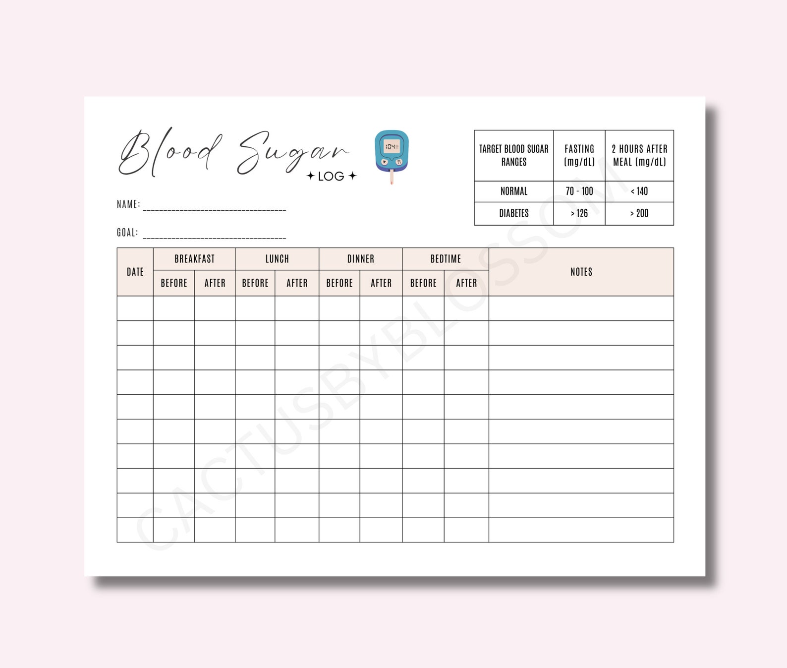 3 Blood Sugar Tracker Blood Sugar Chart Diabetes Log Doctor Visit Daily ...