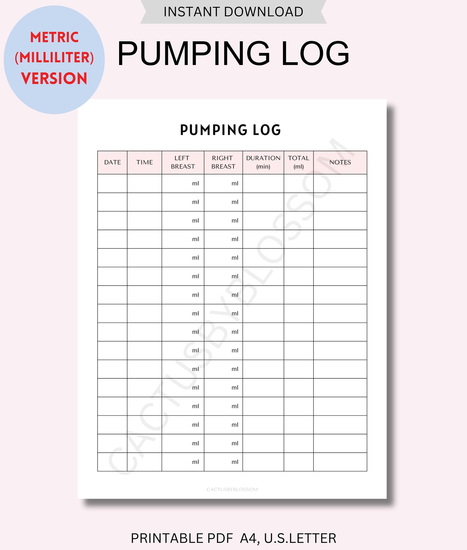 Baby Breast Milk Pumping Log Breastfeeding Diary Daily Log Tracker ...