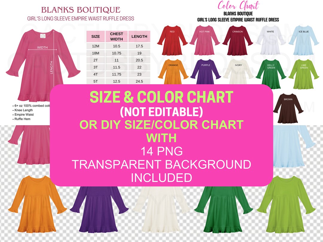BUNDLE Size Chart Color Chart DIY Chart Blanks Boutique Mockup Etsy ...