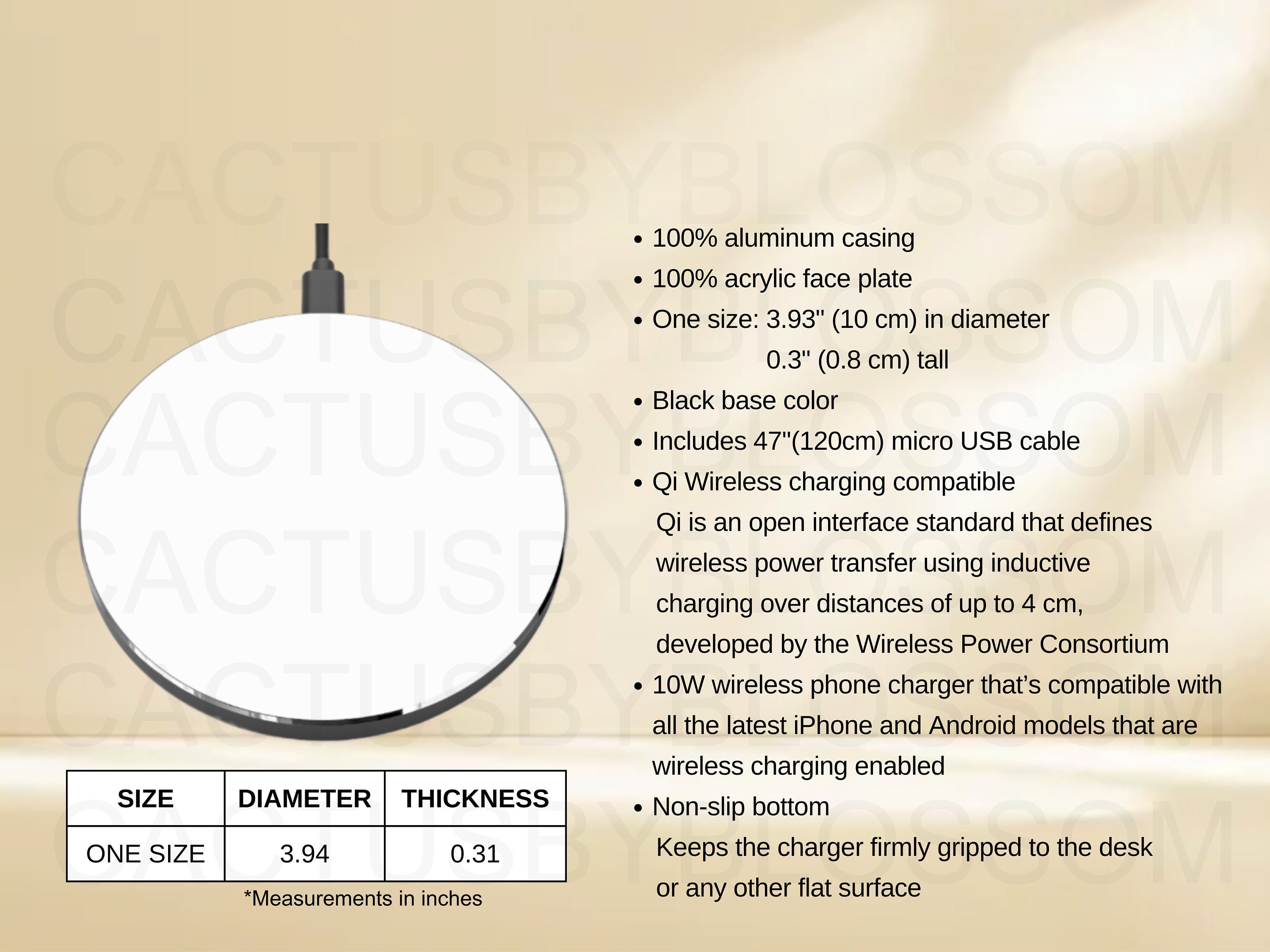 2 Size Chart Wireless Charger Mockup Chart Sizing Chart QI Etsy Listing ...