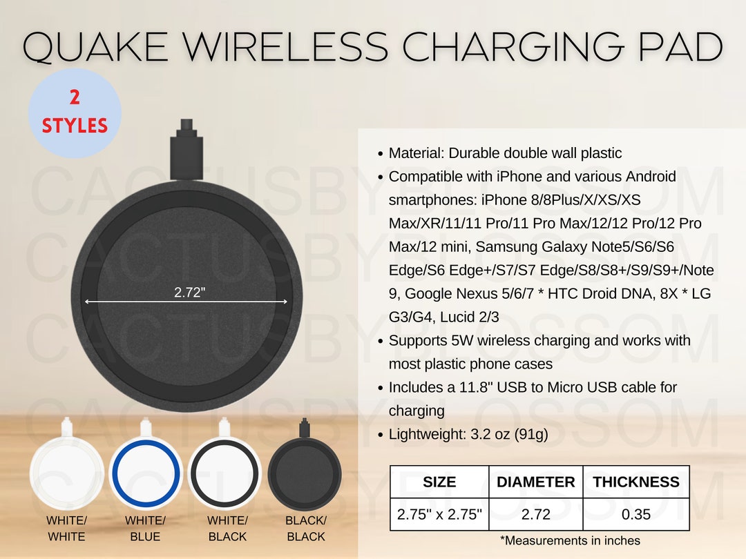 2 Size Chart Quake Wireless Charging Pad Mockup Chart Sizing Chart Etsy ...