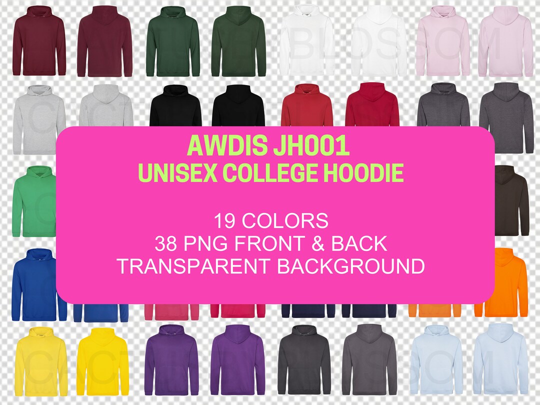 Color Chart DIY Chart Just Hoods by AWDIS JH001 Mockup Unisex College ...