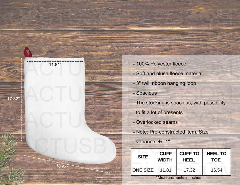 3 Size Chart Christmas Stockings Mockup Chart Ornament Size Chart AOP ...