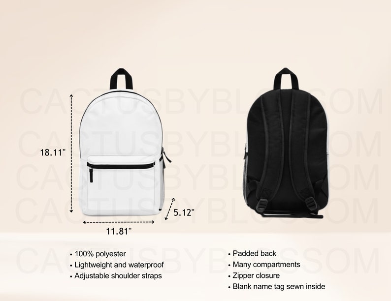 2 Size Chart Backpack Mockup Etsy Tool Polyester Backpack Size Chart ...