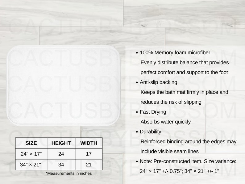2 Size Chart Bath Mat Mockup Sizing All-over-prints Etsy Mockup ...