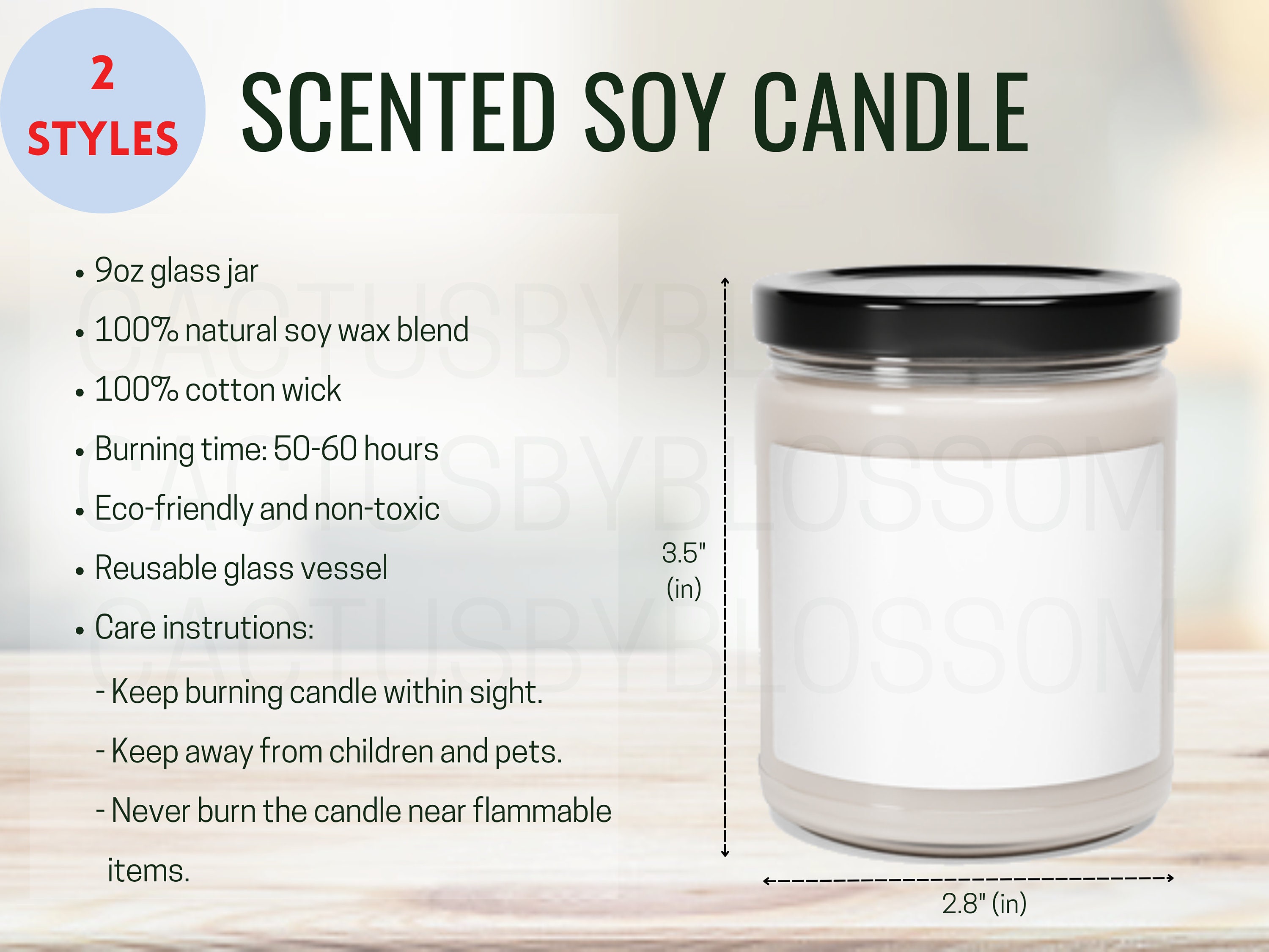 2 Size Chart Scented Soy Candle Mockup Chart Jar Candle Sizing - Etsy