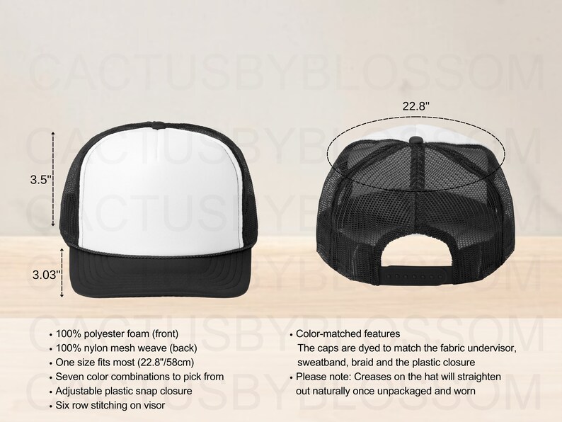 BUNDLE Size Chart Color Chart Trucker Caps Otto Cap 39-169 Mockup Size ...