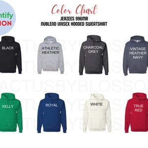 3 Color Chart Jerzees 996MR Mockup for Etsy Tool Nublend Hooded ...