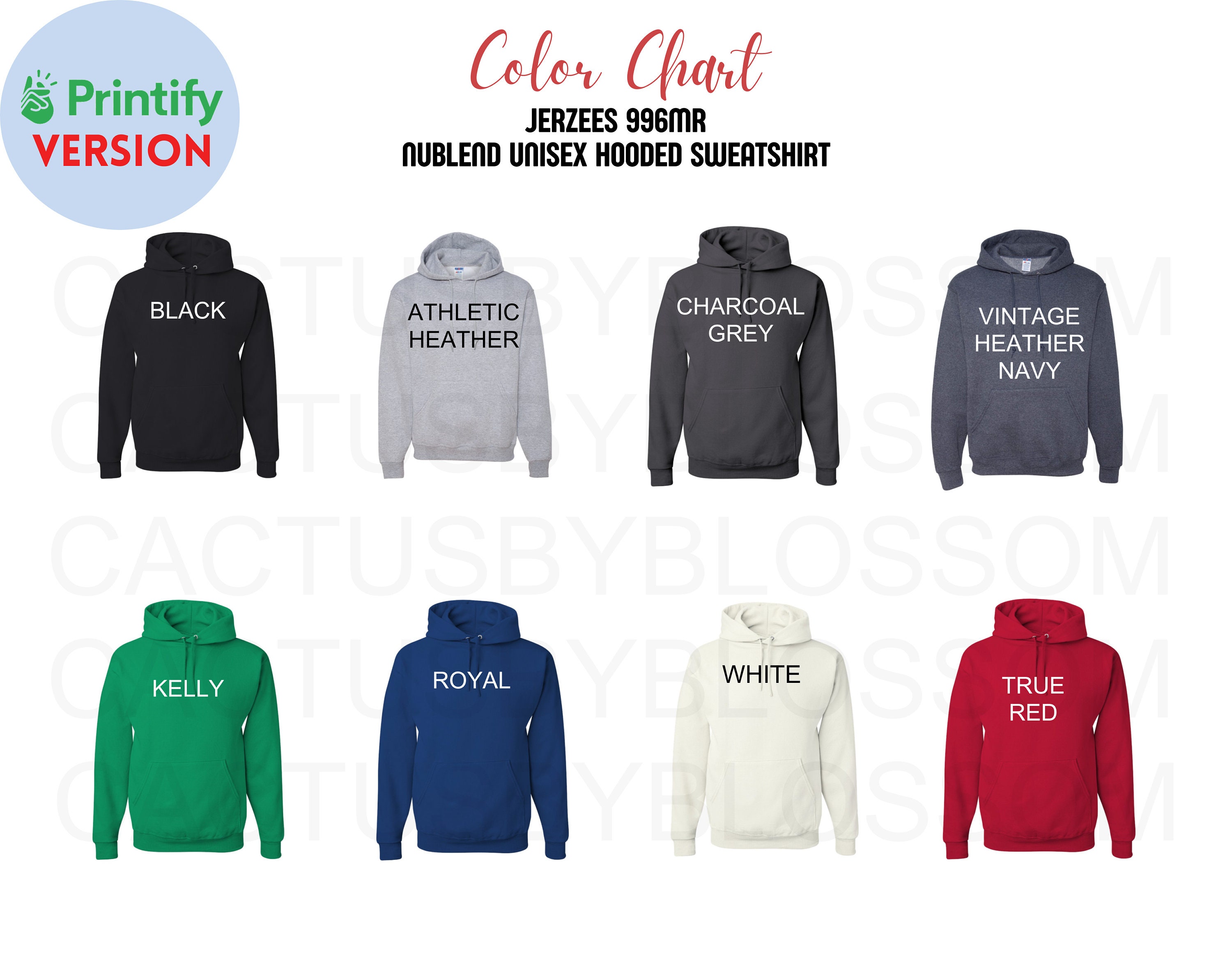 3 Color Chart Jerzees 996MR Mockup for Etsy Tool Nublend Hooded ...