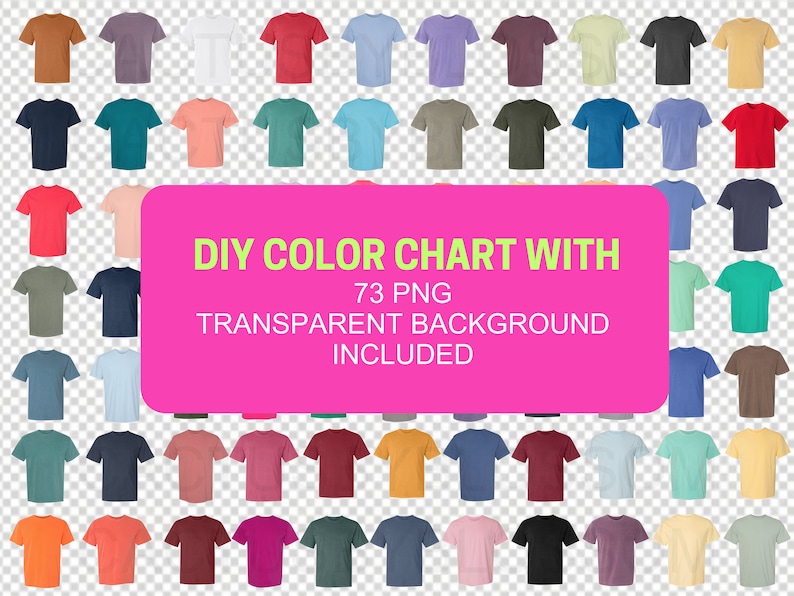 Color Chart DIY Chart Comfort Colors 1717 Mockup Tool Unisex Garment ...