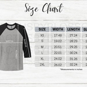 2 Size Chart Next Level 6051 Mockup for Unisex Triblend Raglan - Etsy