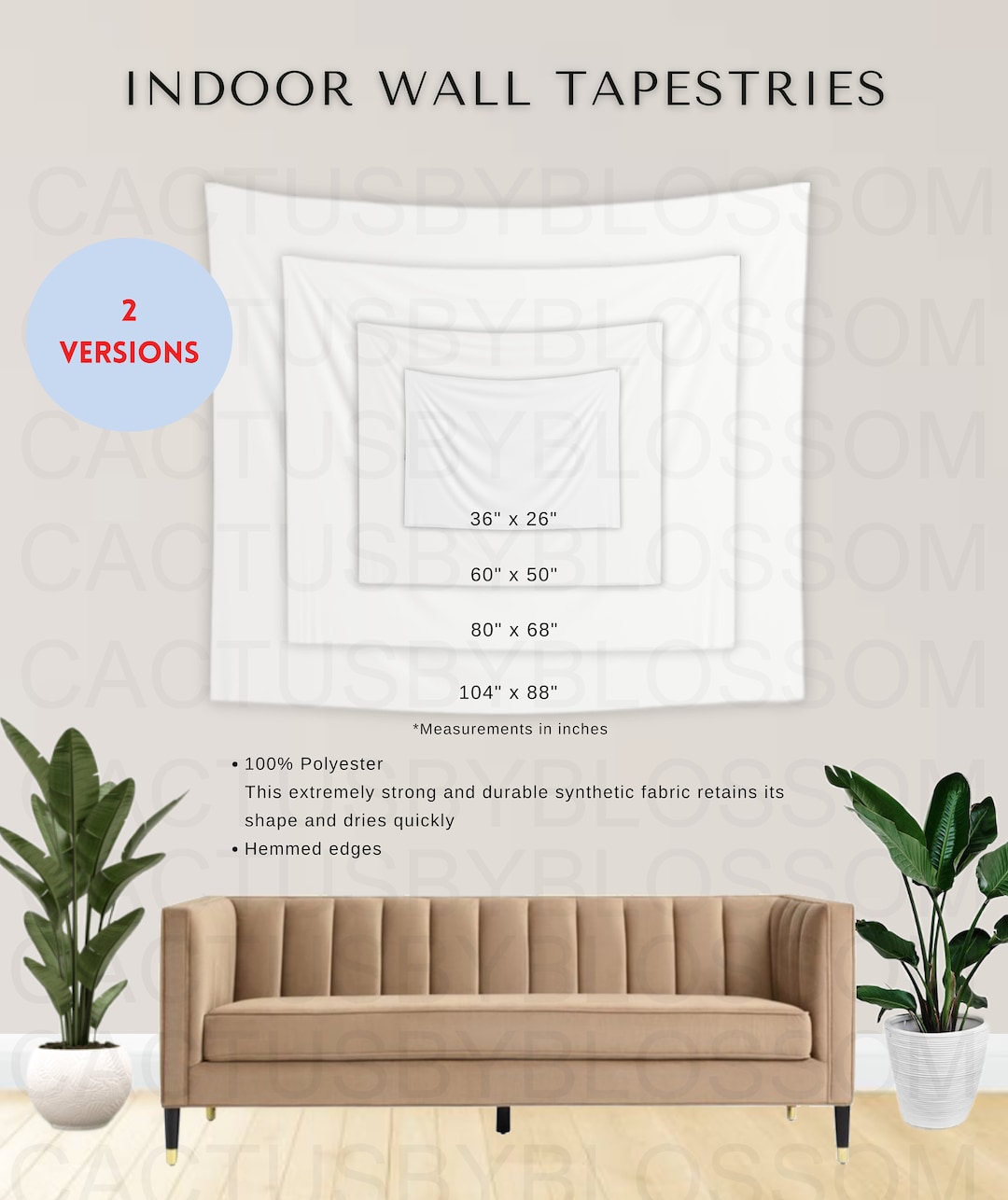 2 Size Chart Indoor Wall Tapestries Horizontal Mock up Chart Size Chart ...