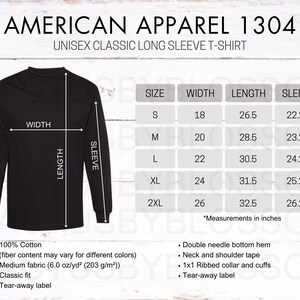 BUNDLE Size Chart Color Chart DIY Chart American Apparel Alstyle AL1304 ...
