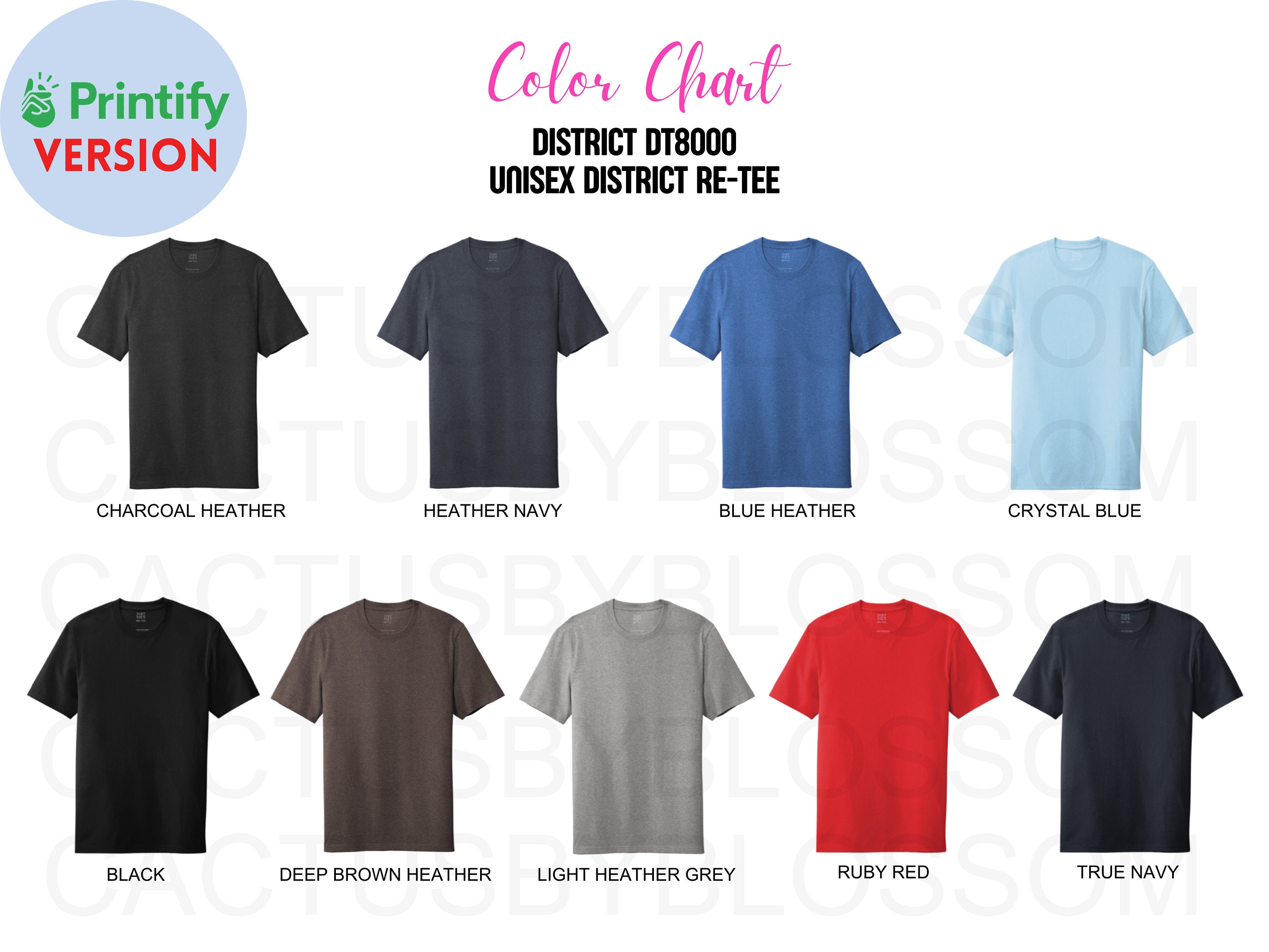 2 Color Chart District DT8000 Mockup Chart Etsy Unisex - Etsy