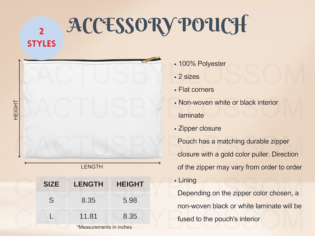 2 Size Chart Accessory Pouch Mockup All Over Print AOP Etsy Tool ...