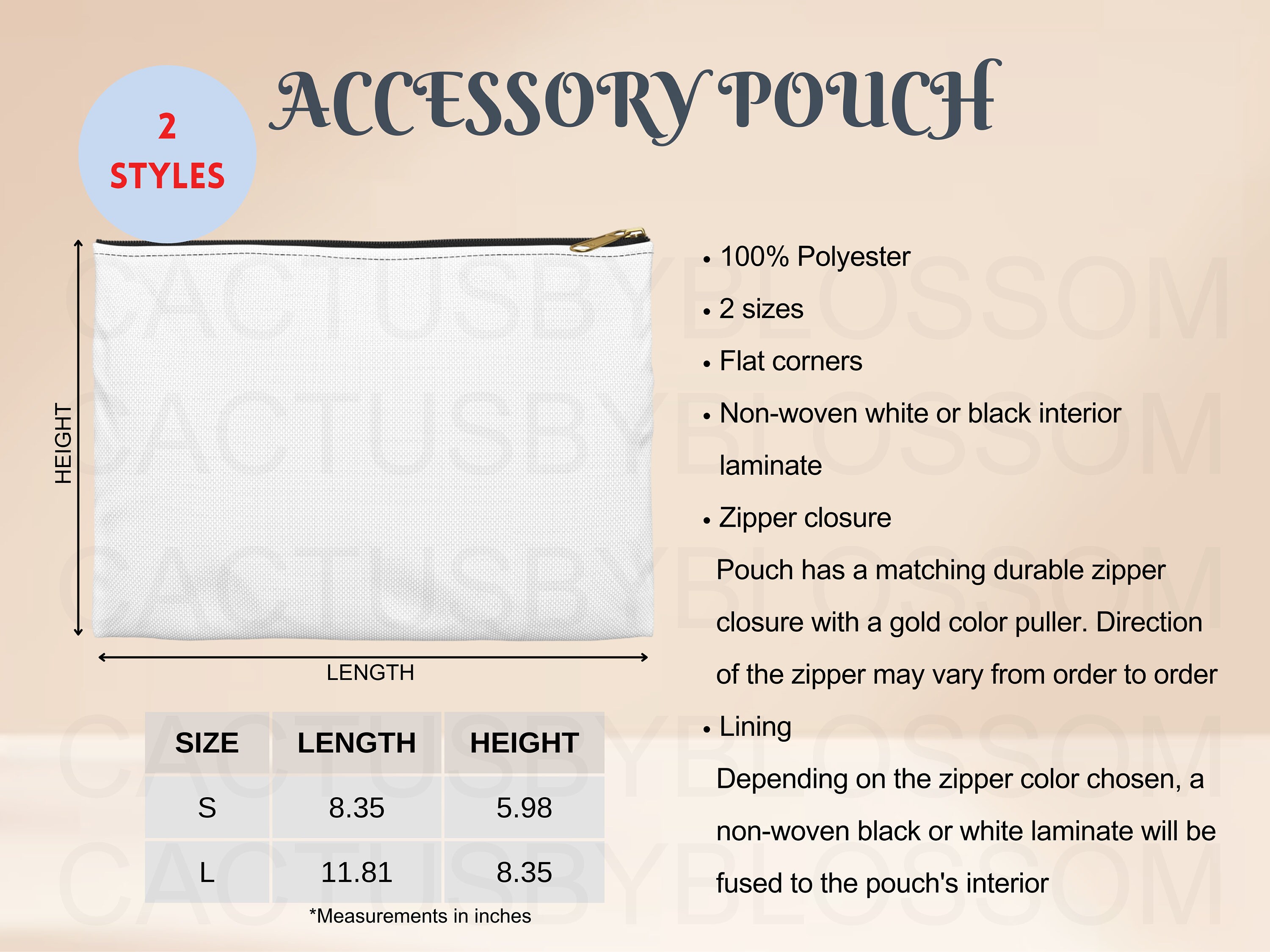 2 Size Chart Accessory Pouch Mockup All Over Print AOP Etsy Tool ...