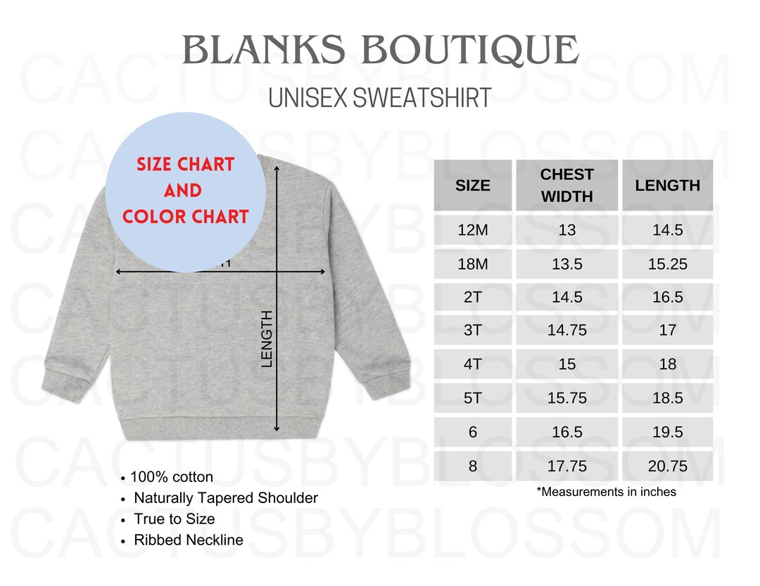 BUNDLE Size Chart Color Chart Blanks Boutique Mockup Etsy Tool Unisex ...