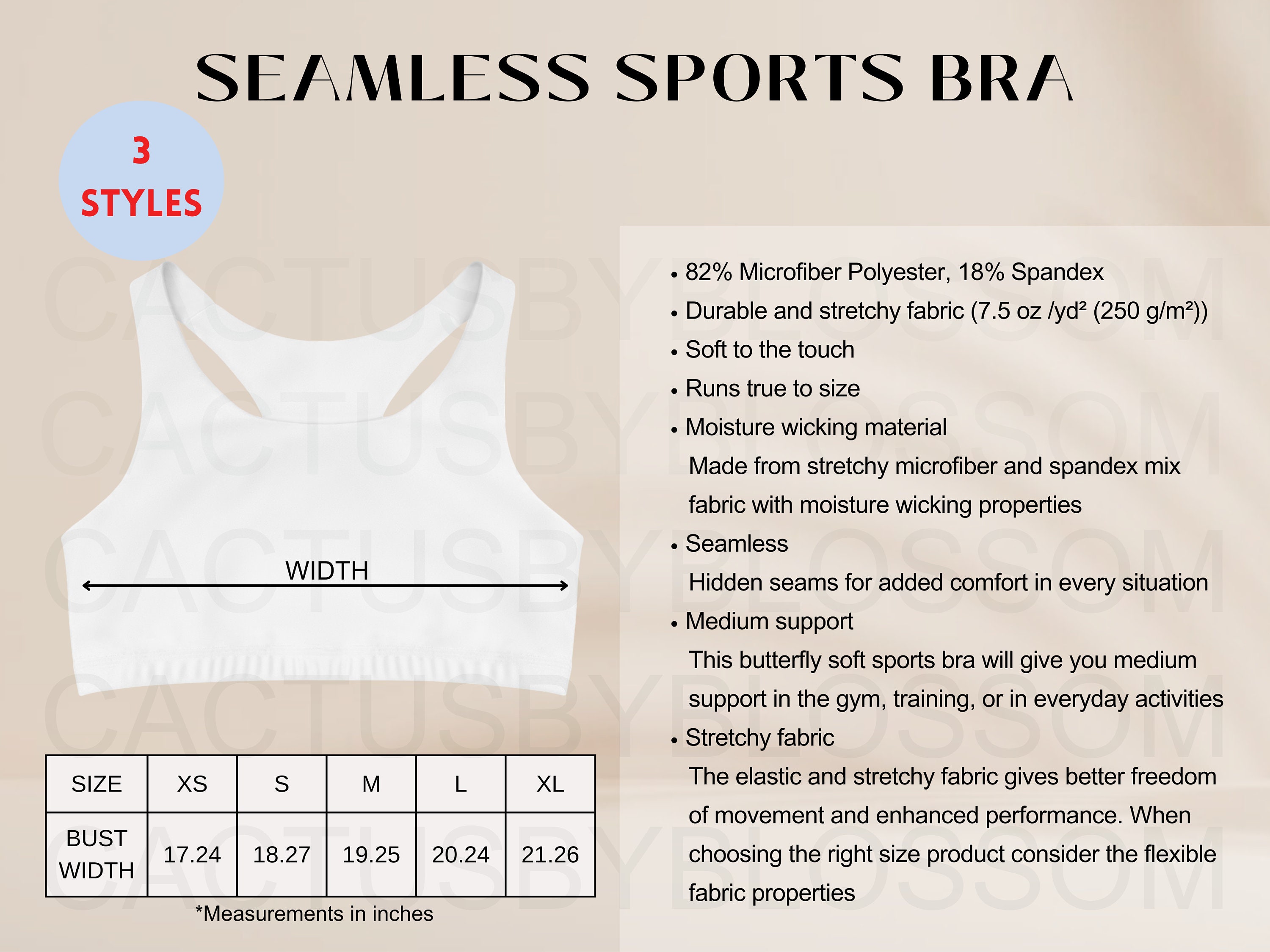 3 Size Chart Seamless Sports Bra (AOP) Mockup Etsy Tool Sizing S-2XL ...