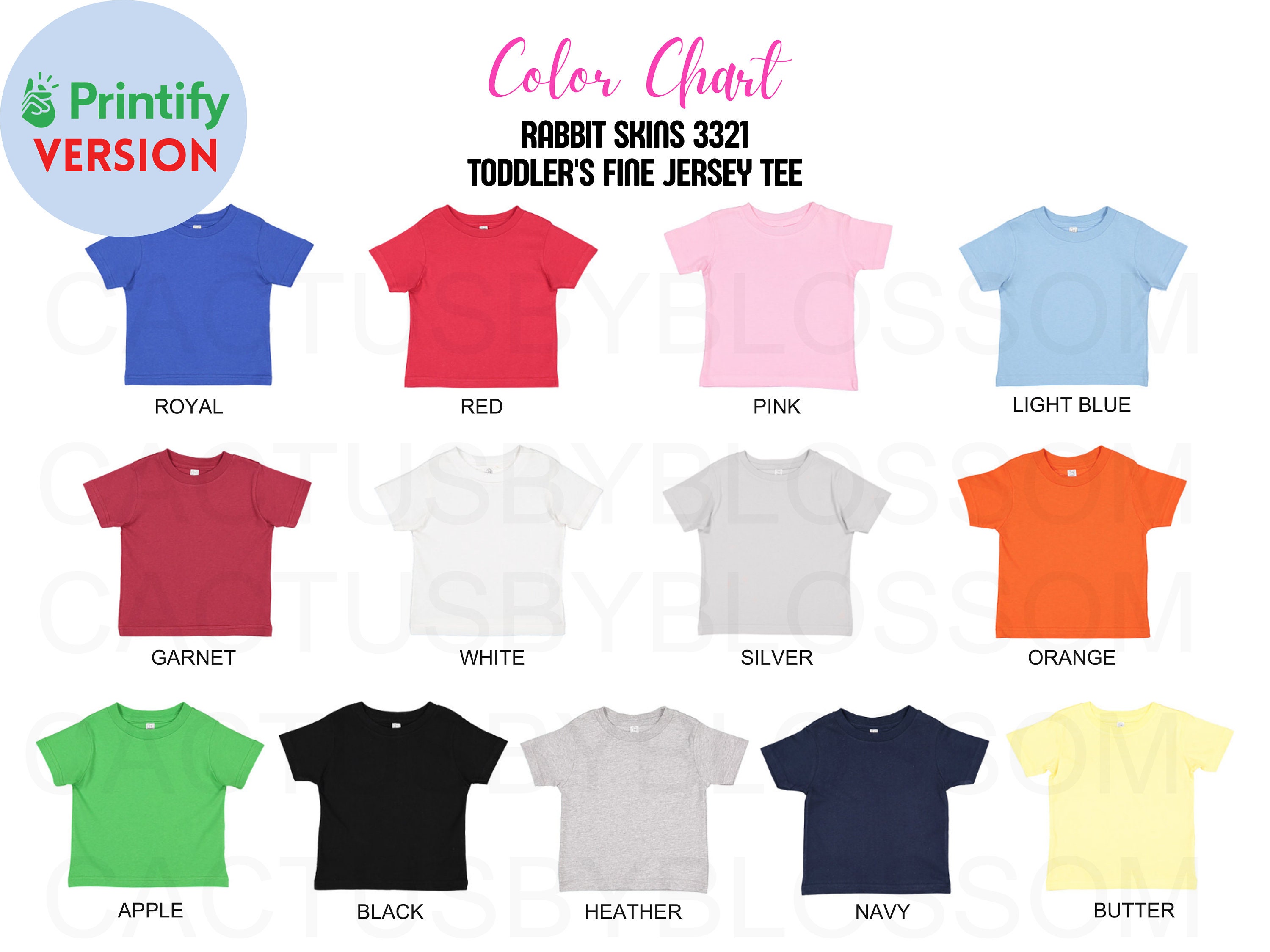 3 Color Chart Rabbit Skins 3321 Mockup Etsy Tool Toddler Fine Jersey ...