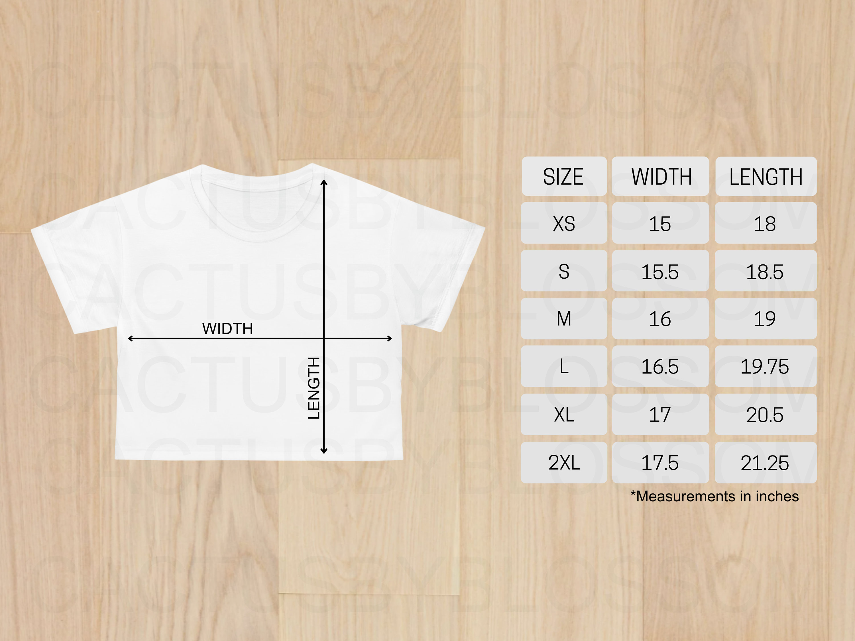 2 Size Chart Women Crop Tee Mockup Chart AOP All Over Print Size Chart ...