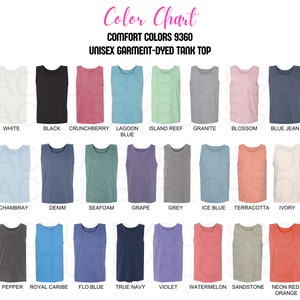 BUNDLE Size Chart Color Chart Comfort Colors 9360 Unisex Garment-dyed ...