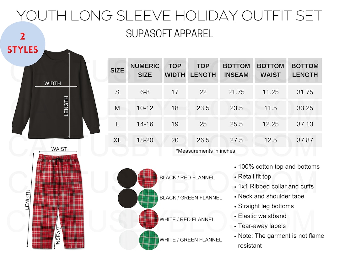 2 Size Chart Color Chart Supasoft Apparel Mockup Chart Youth Long ...