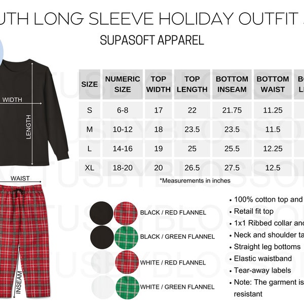 Pajama Size Chart - Etsy