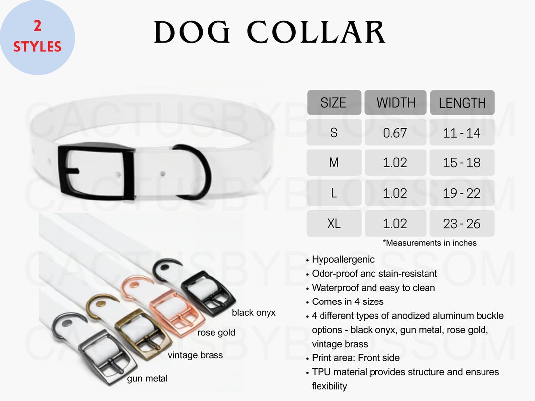 2 Size Chart Dog Collar Mockup Etsy Tool Sizing S-XL All-over-prints ...