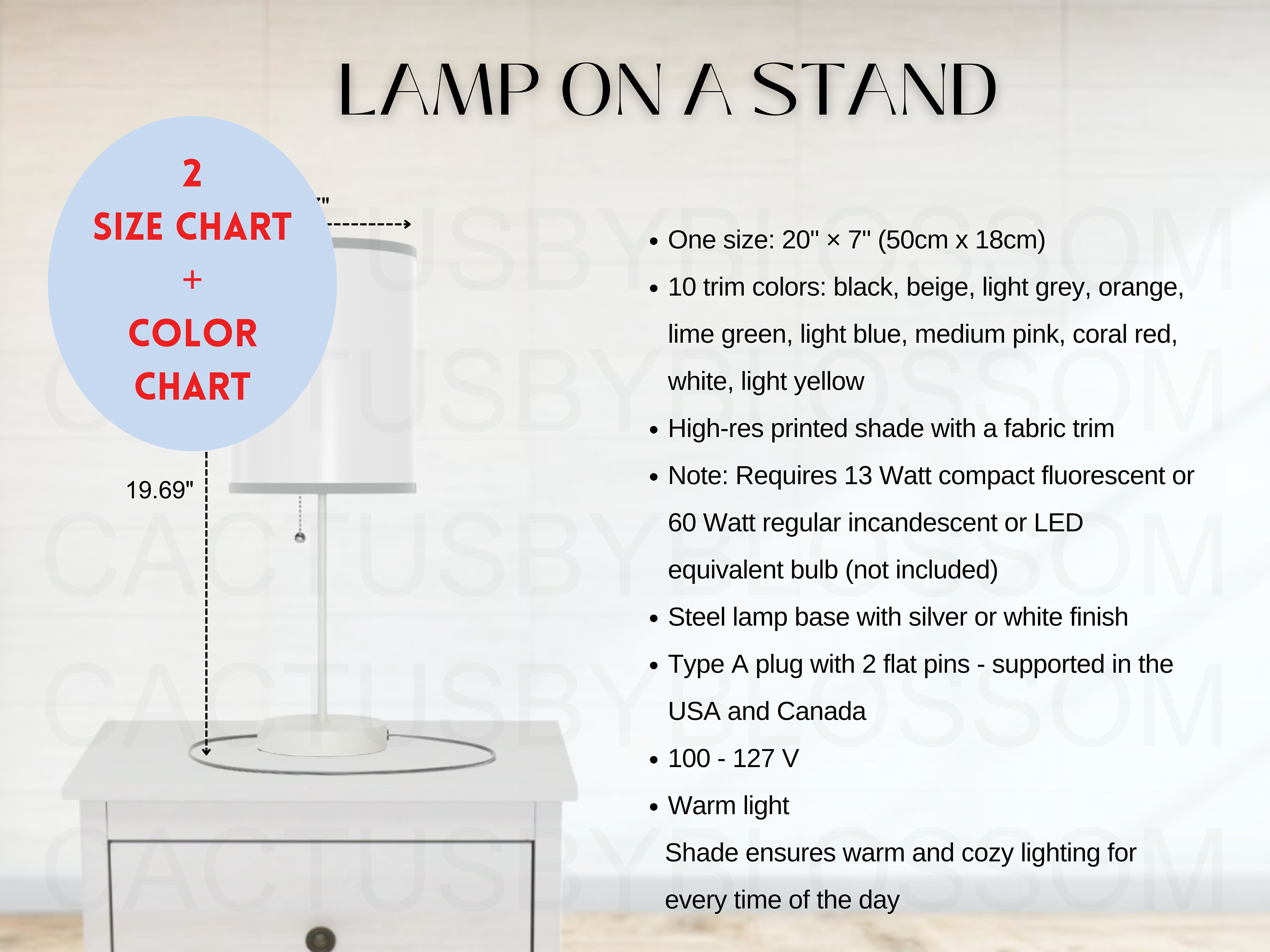 BUNDLE Size Chart Color Chart Lamp on a Stand Chart Sizing Chart Etsy ...