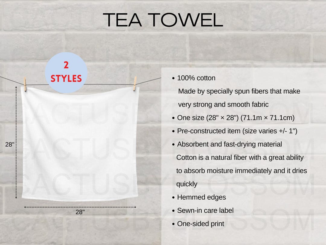 2 Size Chart Tea Towel Mockup Sizing All-over-prints Etsy Mockup ...