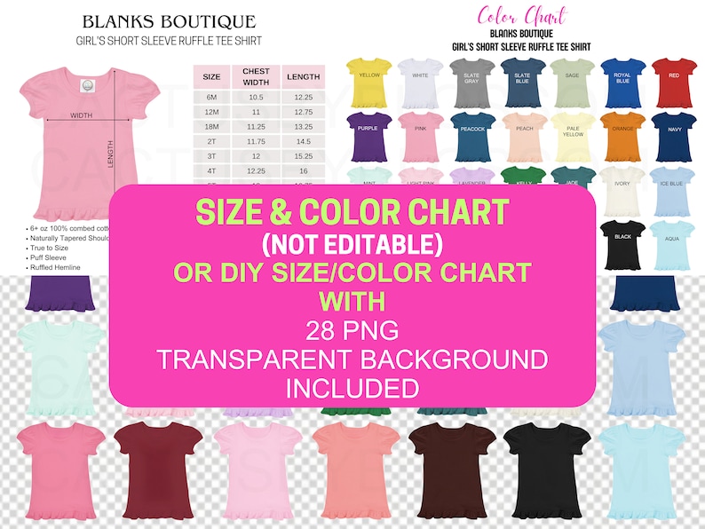 BUNDLE Size Chart Color Chart DIY Chart Blanks Boutique Mockup Etsy ...